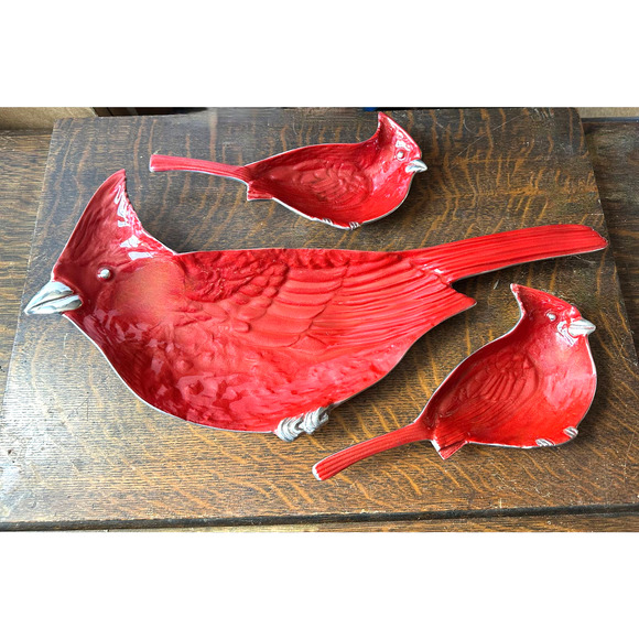 Mariposa | Dining | Mariposa Red Cardinal Platter Dish Set Enameled ...